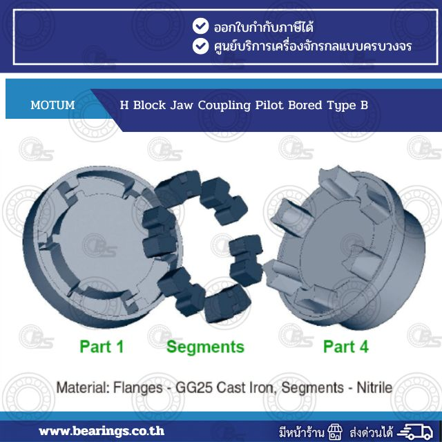 MOTUM H Block Jaw Coupling 225 Pilot Bored Type B
